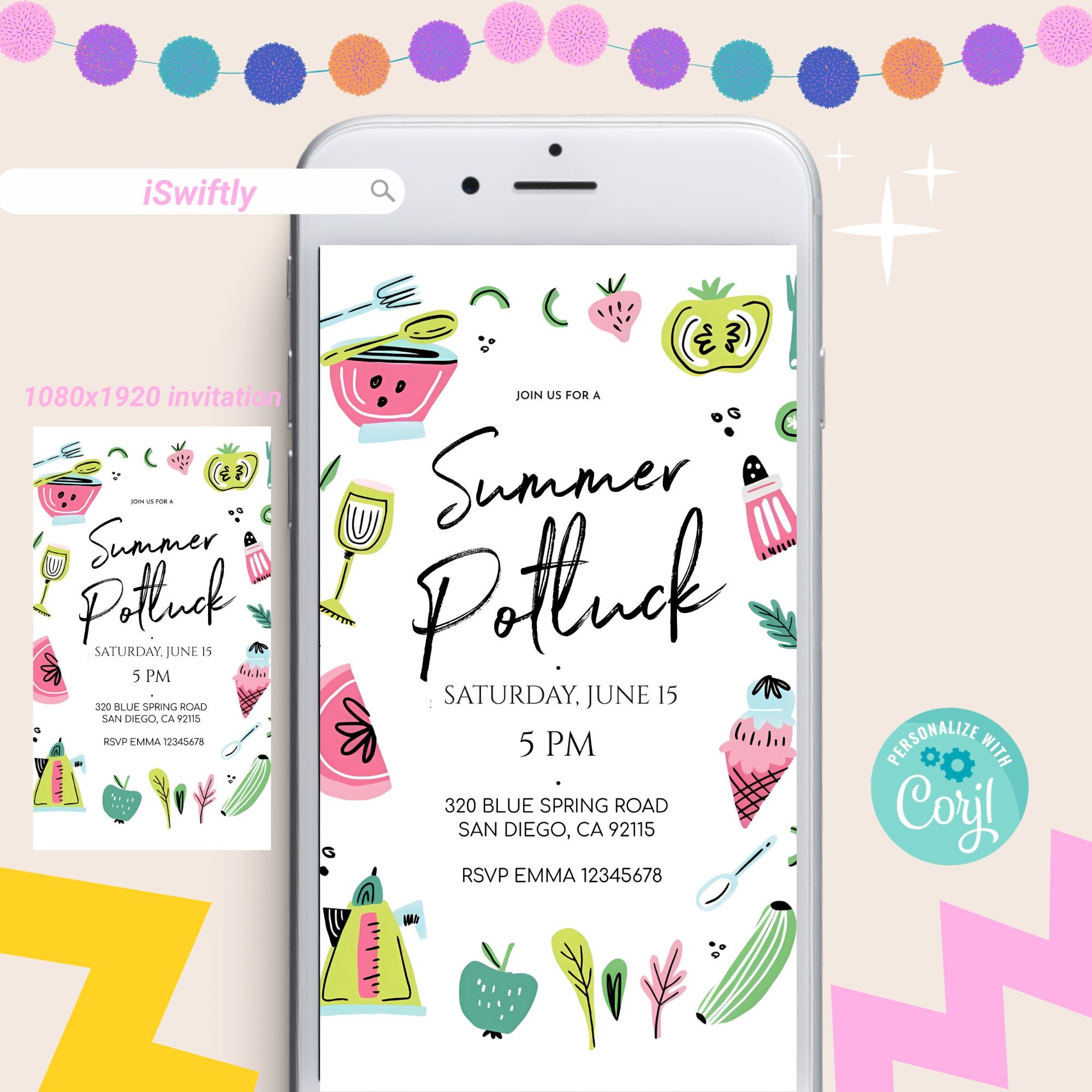 Summer Potluck Invitation