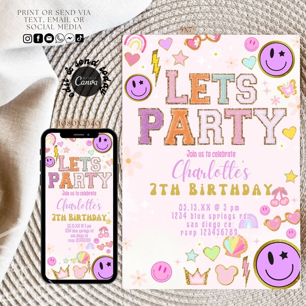 Patch Letter Birthday Invitation - Etsy