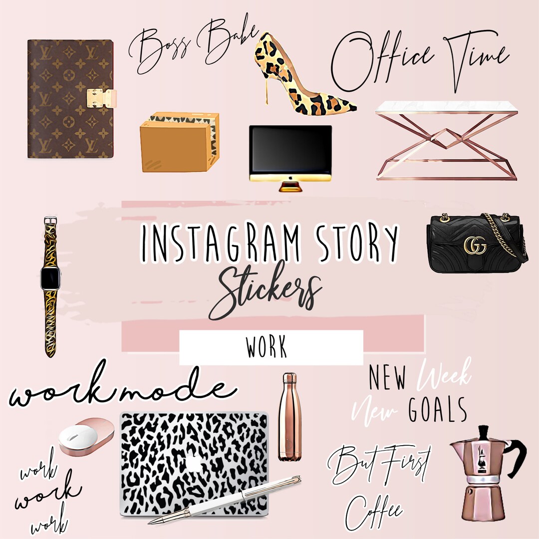 60 Work Instagram Story Sticker Pack, Insta Story Stickers, Fonts ...