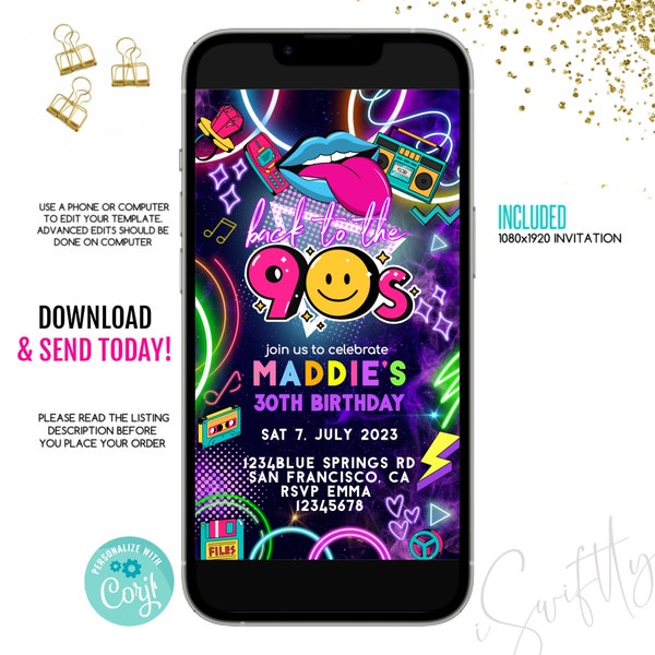 90s Party Invitation - Etsy