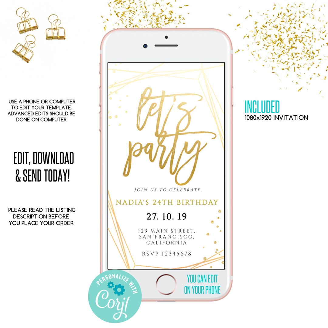 Let's Party E-invitation, Announcement E-invite, Birthday Party E ...