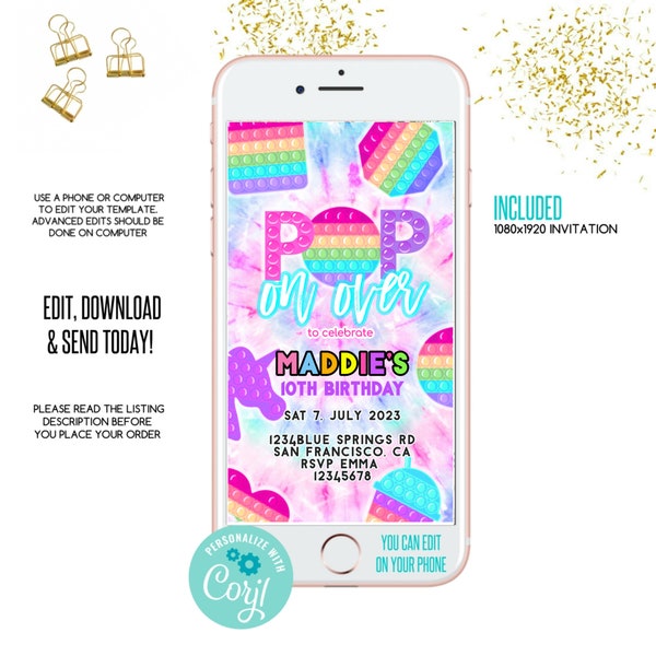 Popit Invitation - Etsy