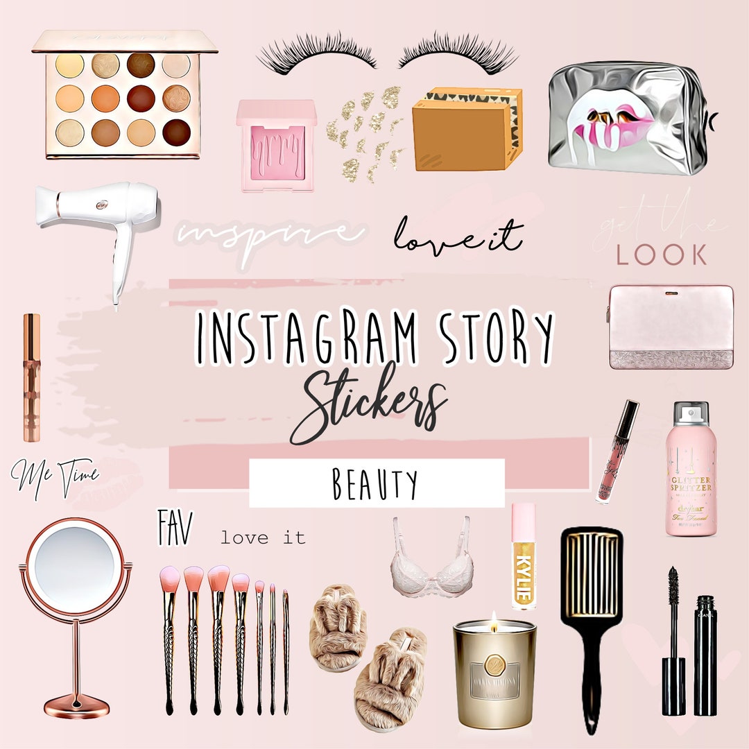 100 Beauty Instagram Story Sticker Pack, Insta Story Stickers, Fonts ...
