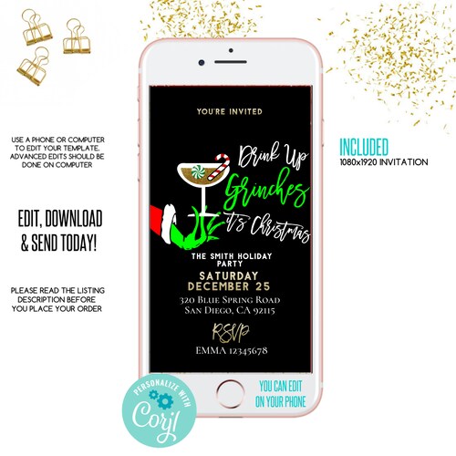 EDITABLE Dipsmas Invite Christmas Party Invitation Holiday - Etsy