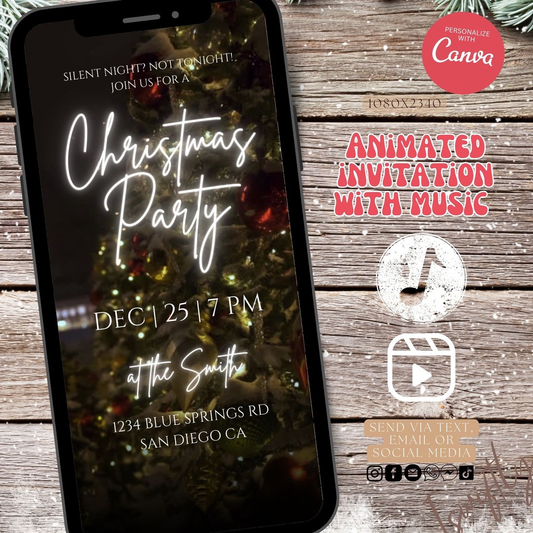 Animated Christmas Party Invitation, Electronic Christmas Dinner Video ...