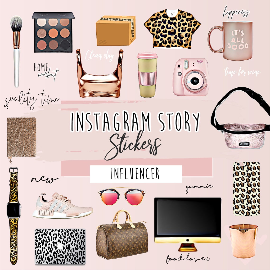 190 Influencer Instagram Story Sticker Pack Insta Story - Etsy