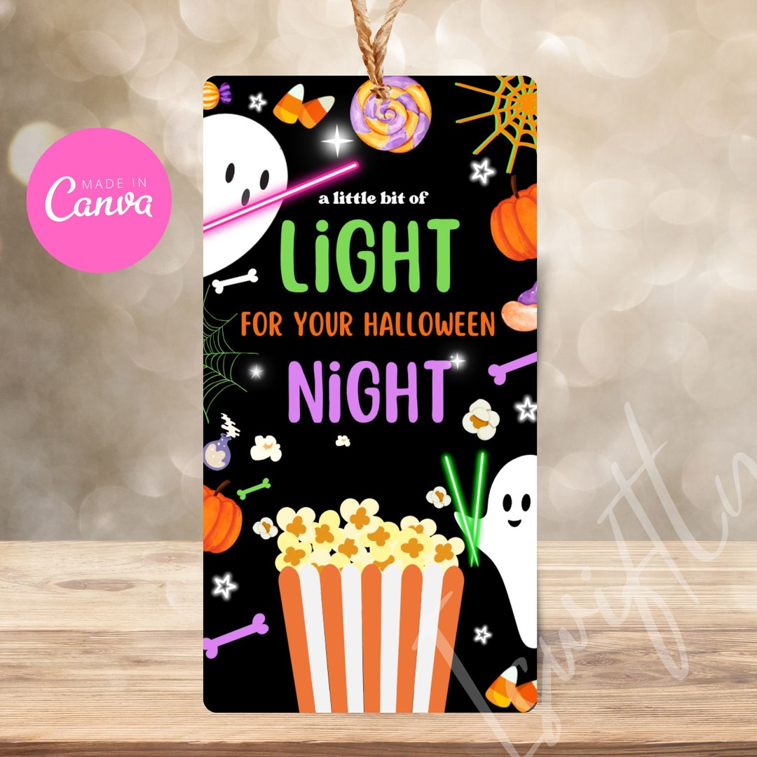 Little Bit of Light for Your Halloween Night Treat Bag Tag,halloween ...