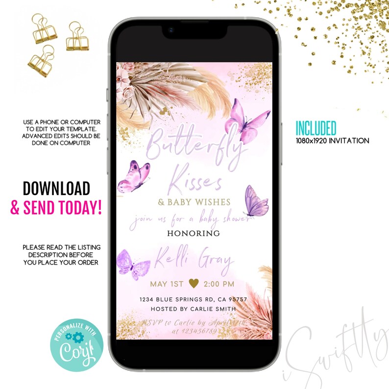 Editable Butterfly Kisses and Baby Wishes Baby Shower Text - Etsy Editable Butterfly Kisses and Baby Wishes Baby Shower Text - Etsy