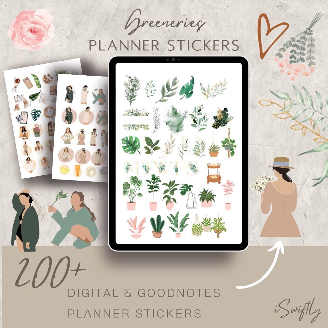 Greeneries Digital Sticker Goodnotes Botanical Stickers Garden Stickers ...