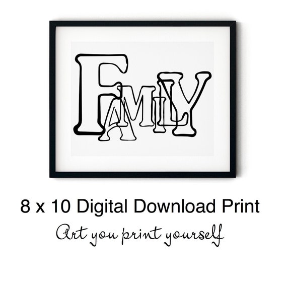 FAMILY Word Art Print Digital Download Wall Art Printable | Etsy