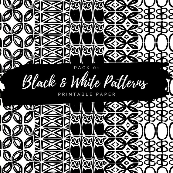 Printable Paper Pack Black and White Decorative Collage | Etsy