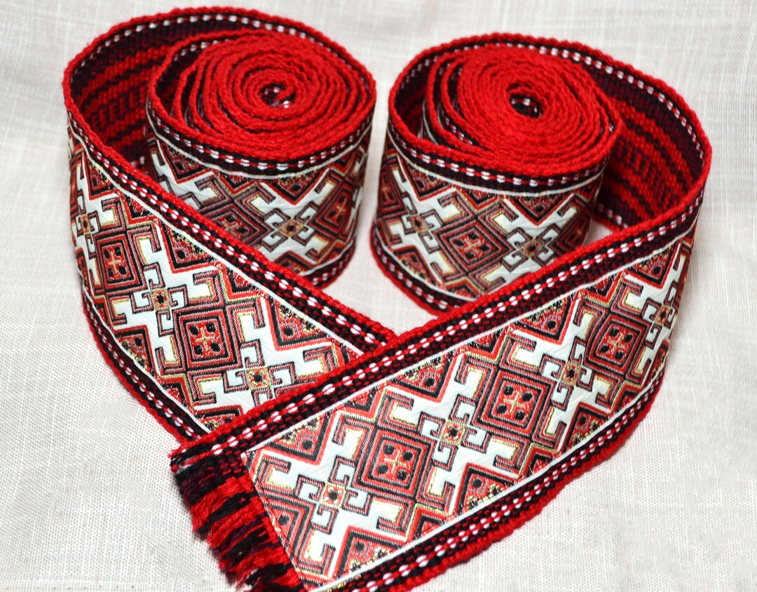 Cossack Woven Belt Slavic Red Sash Length 1.9 Meters Width 7 ...