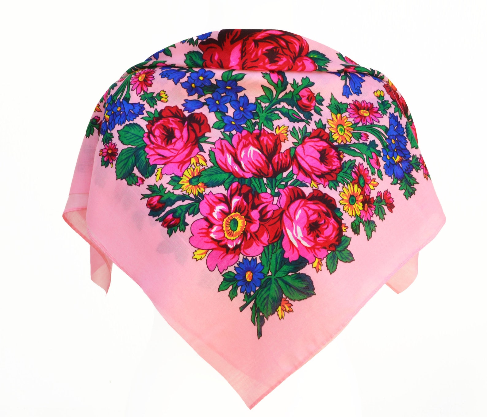 Pink Floral Scarf Navajo Flower Scarf Grandma Scarves Native - Etsy