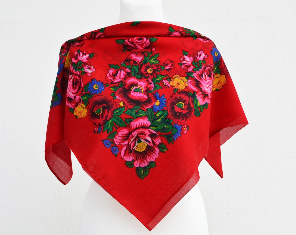 Ukrainian Square Scarves Babushka Head Scarf 2929 | Etsy