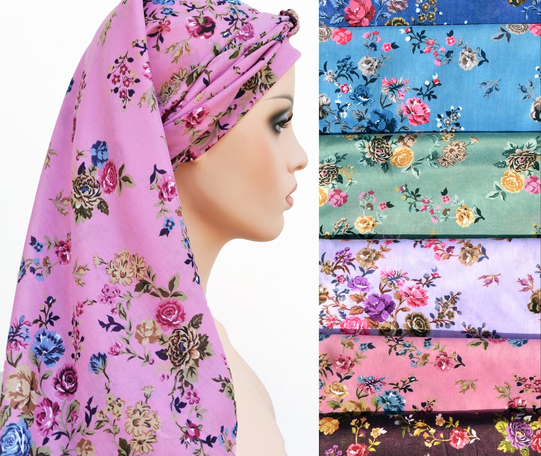 Babushka Scarf Summer Head Scarf Chiffon Large Square Scarf - Etsy