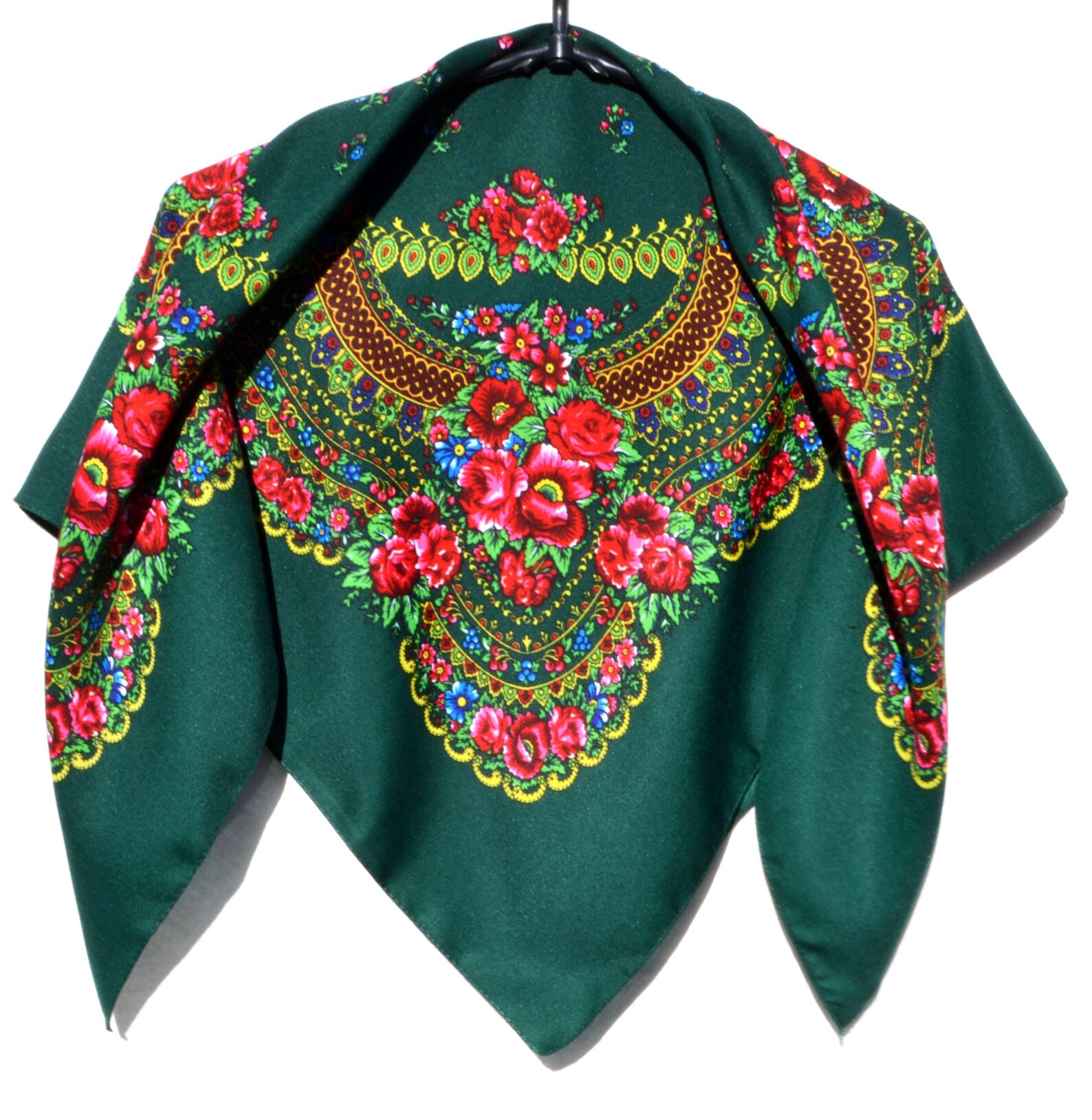 Slavic Floral Scarf Yellow Square Scarf - Etsy