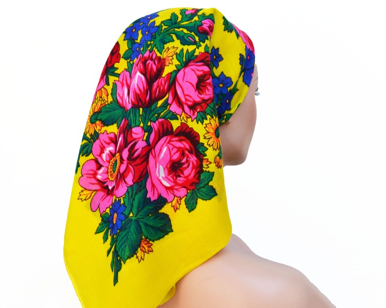 Yellow Floral Scarf Grandma Scarves Native American Kokum - Etsy