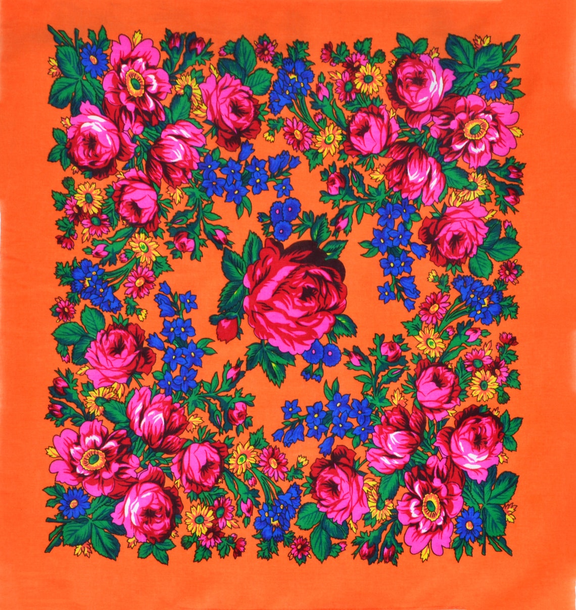 Ukrainian Head Scarf Floral Square Scarves Babushka Scarf | Etsy