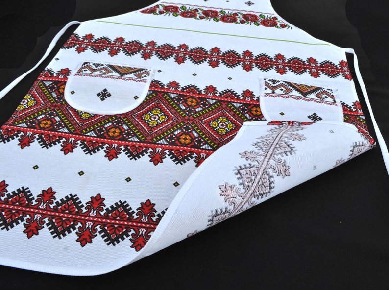Linen Apron: Ukrainian Print, Embroidered Kitchen Gift - Etsy