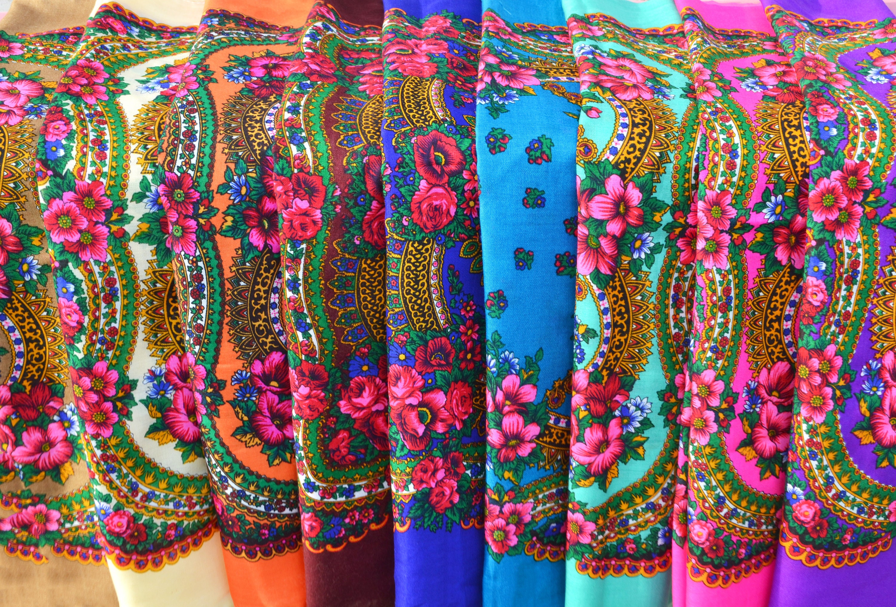 Ukranian Shawl Slavic Head Scarf Babushka Floral Scarf - Etsy