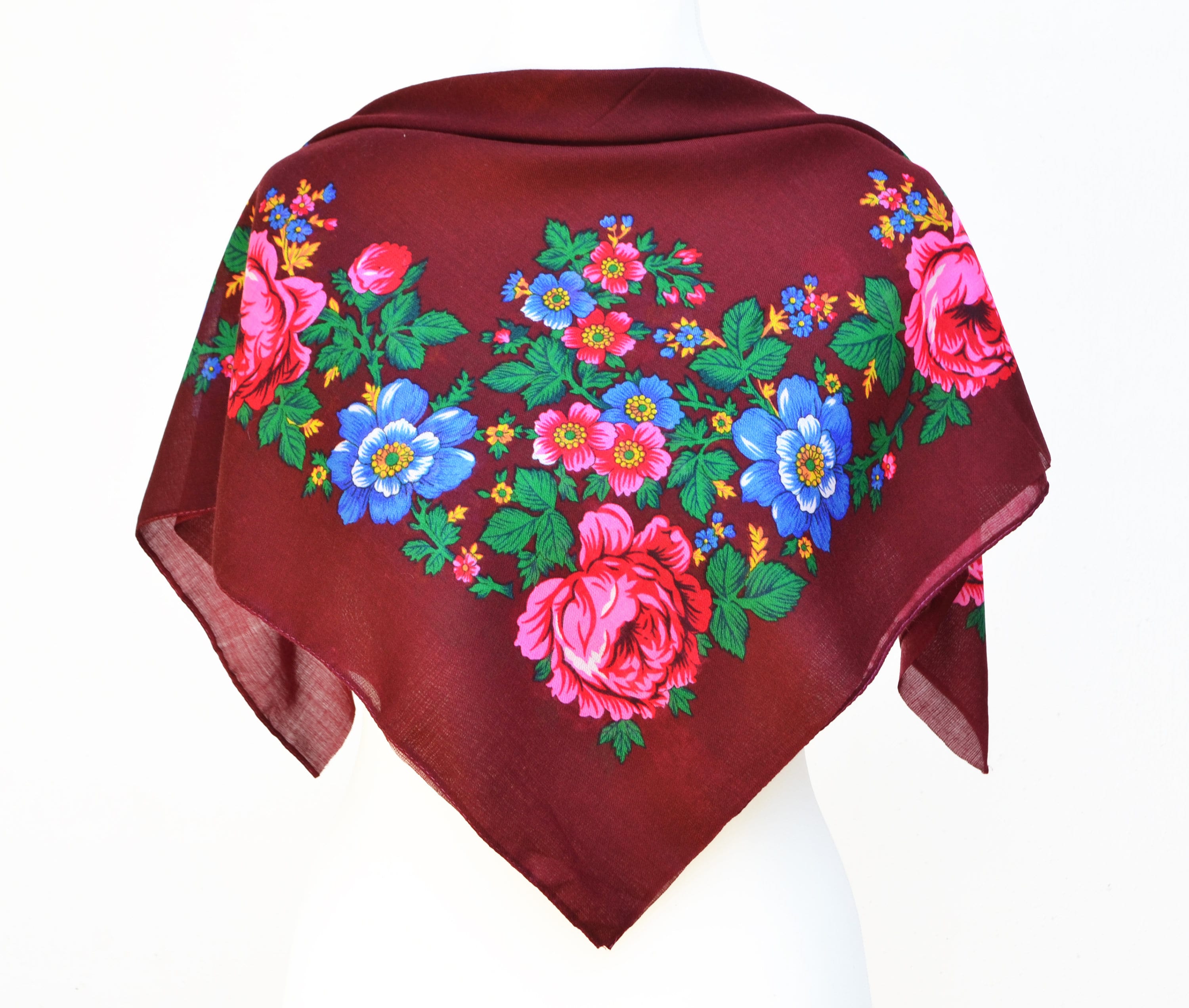 Ukrainian Babushka Scarf Hustka Head Scarf Floral Scarves - Etsy