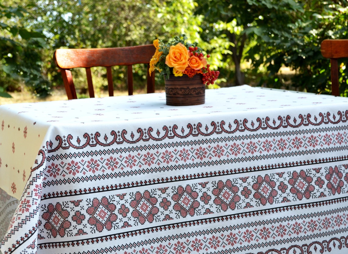 Linen Tablecloth Ukrainian Traditional Embroidery Print - Etsy
