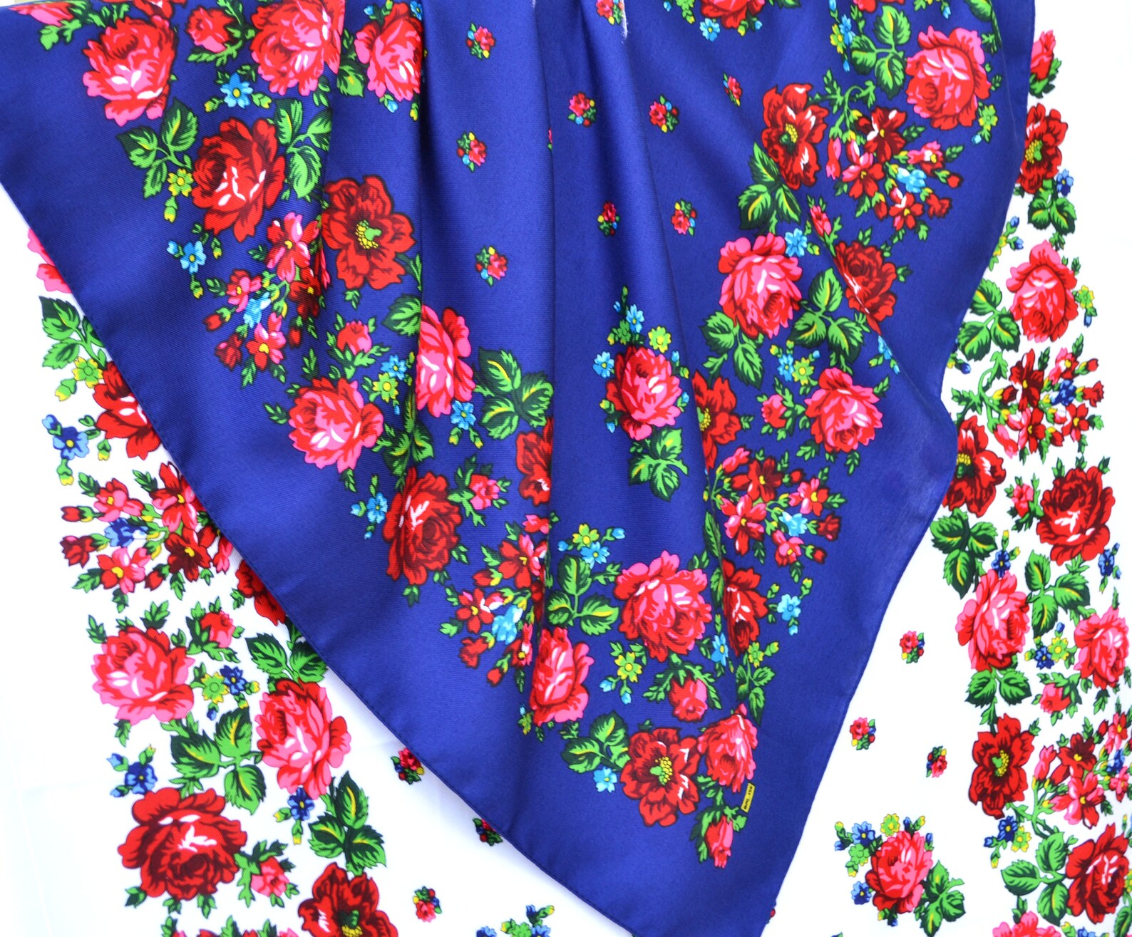 Blue Floral Scarves 29"-29 Ukrainia Bandana Romanian Head Scarf - Etsy