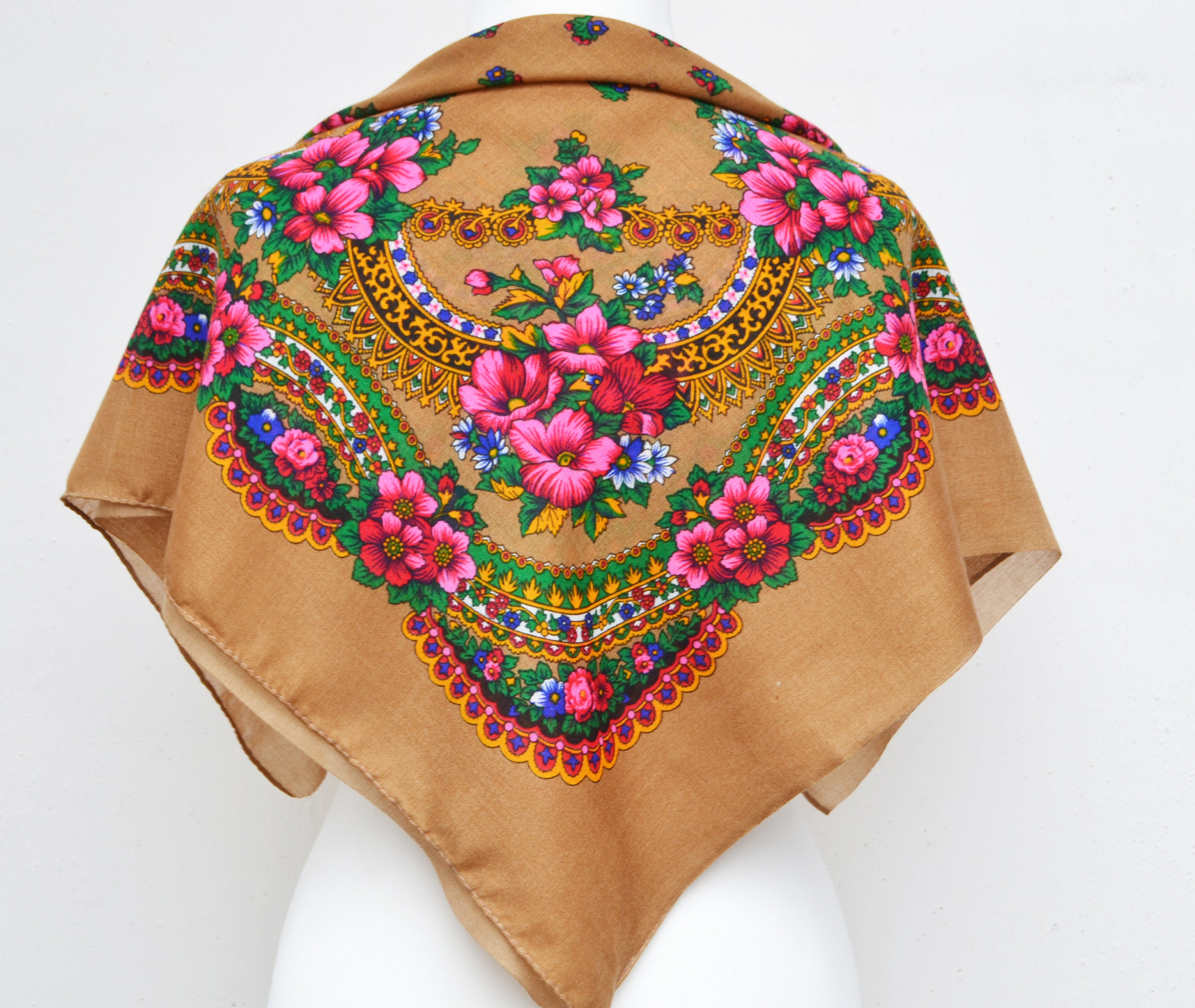 Ukrainian Scarf Floral Babushka Scarf Folk Scarf Ukrainian - Etsy