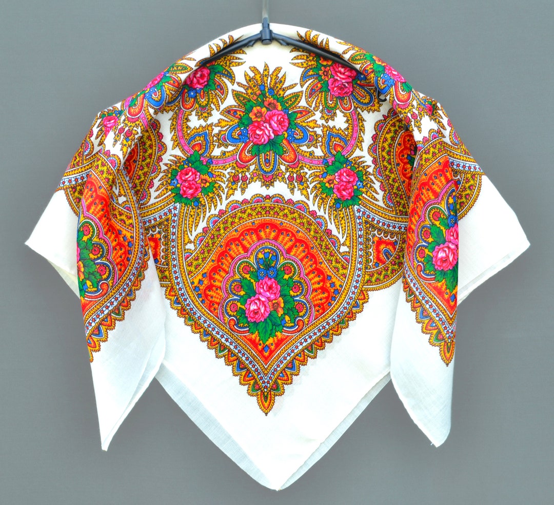 Bufanda Babushka - Pañuelo floral ucraniano para la cabeza - Etsy España