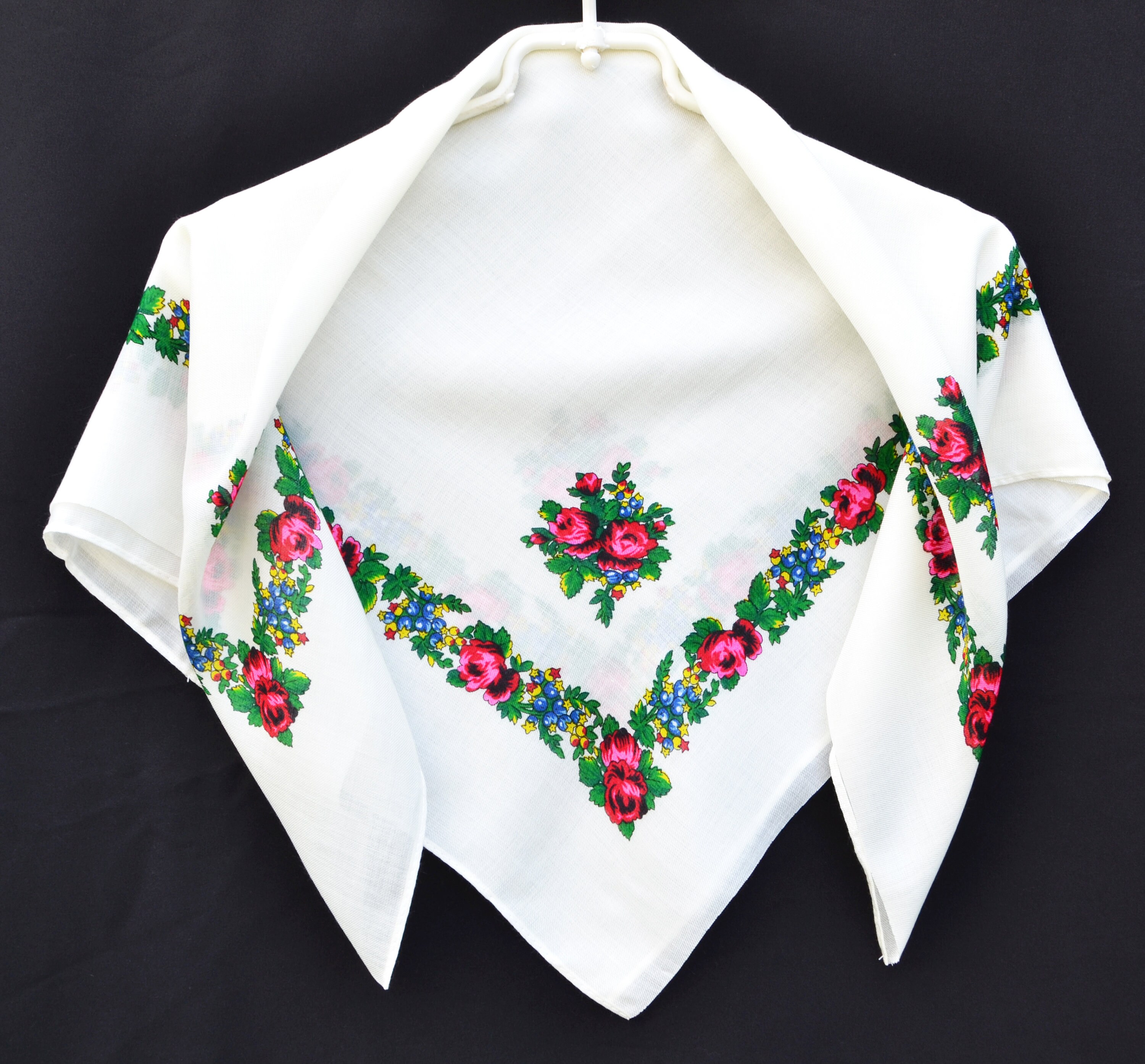 White Russian Head Scarf Ukranian Floral Scarf Babushka Scarf - Etsy