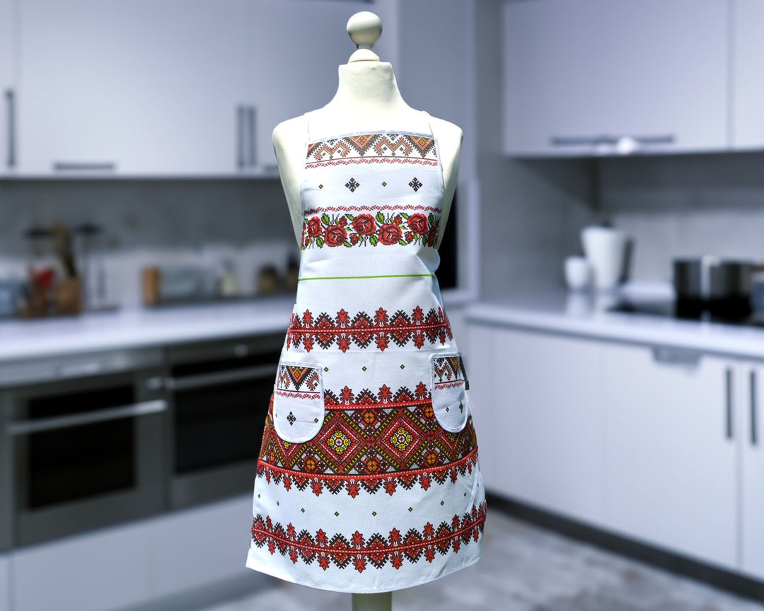 Linen Apron: Ukrainian Print, Embroidered Kitchen Gift - Etsy
