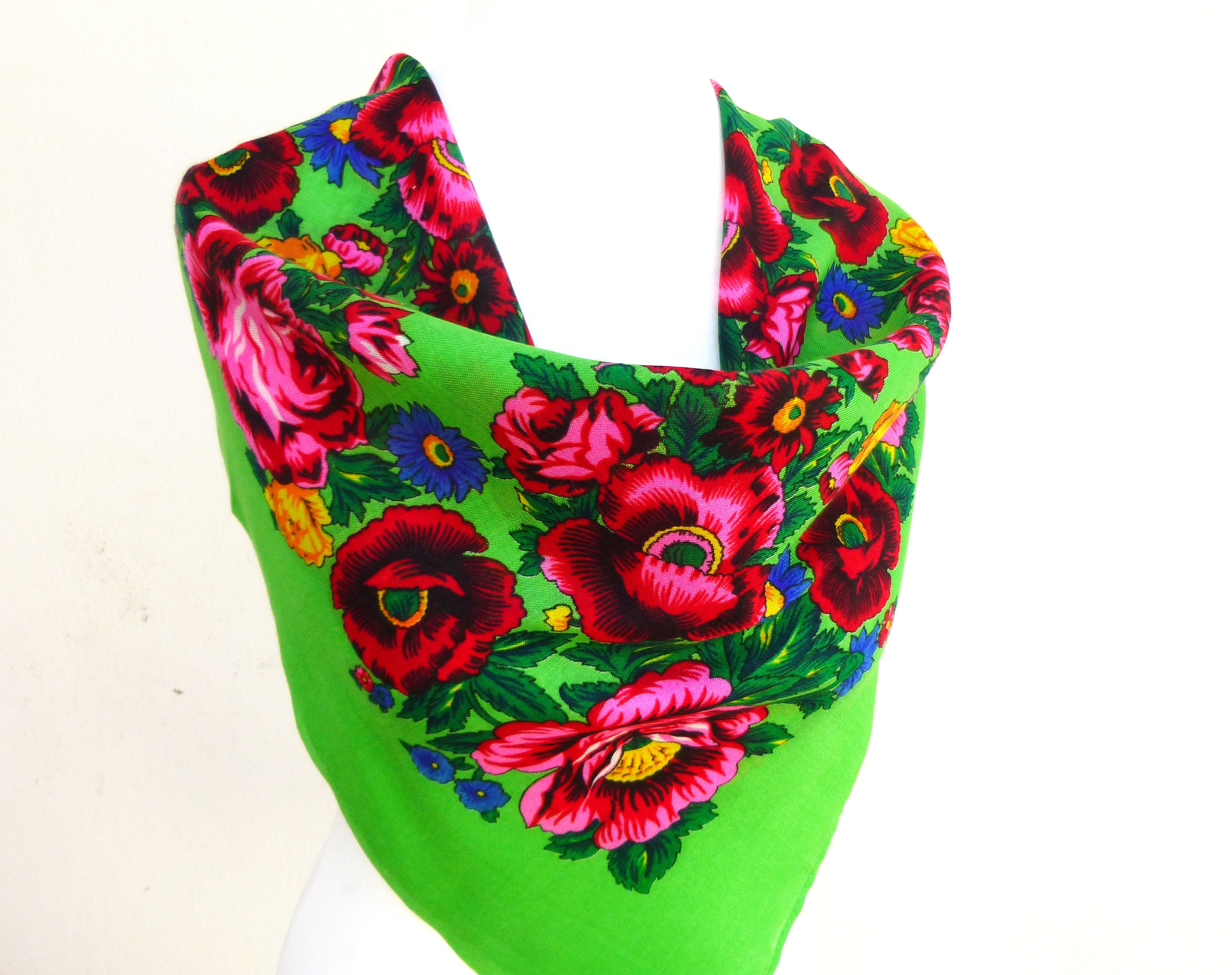 Floral Scarves Babushka Scarf 28" X 28" Ukrainian Head Scarf - Etsy UK