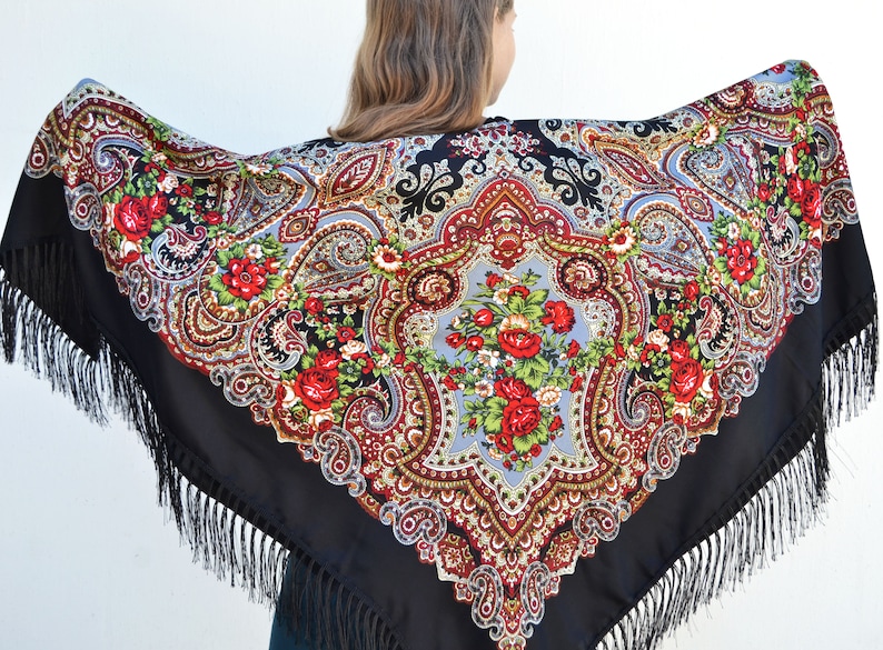 Piano Shawl Fringe Ukrainian Babushka Shawl Ukrainian Gifts - Etsy