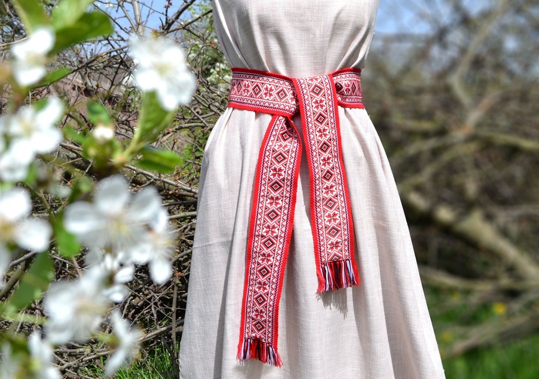 Red Woven Sash Ukrainian Textile Belt Hutsul Kozak Ethnic Textile Belt ...