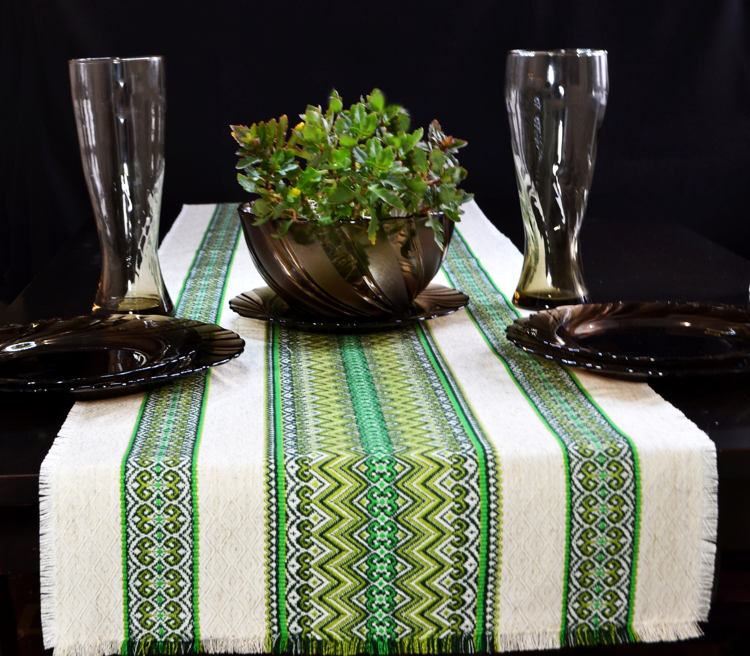 Ukrainian Embroidery Table Runner Frayed Edge Tribal Table Runner ...