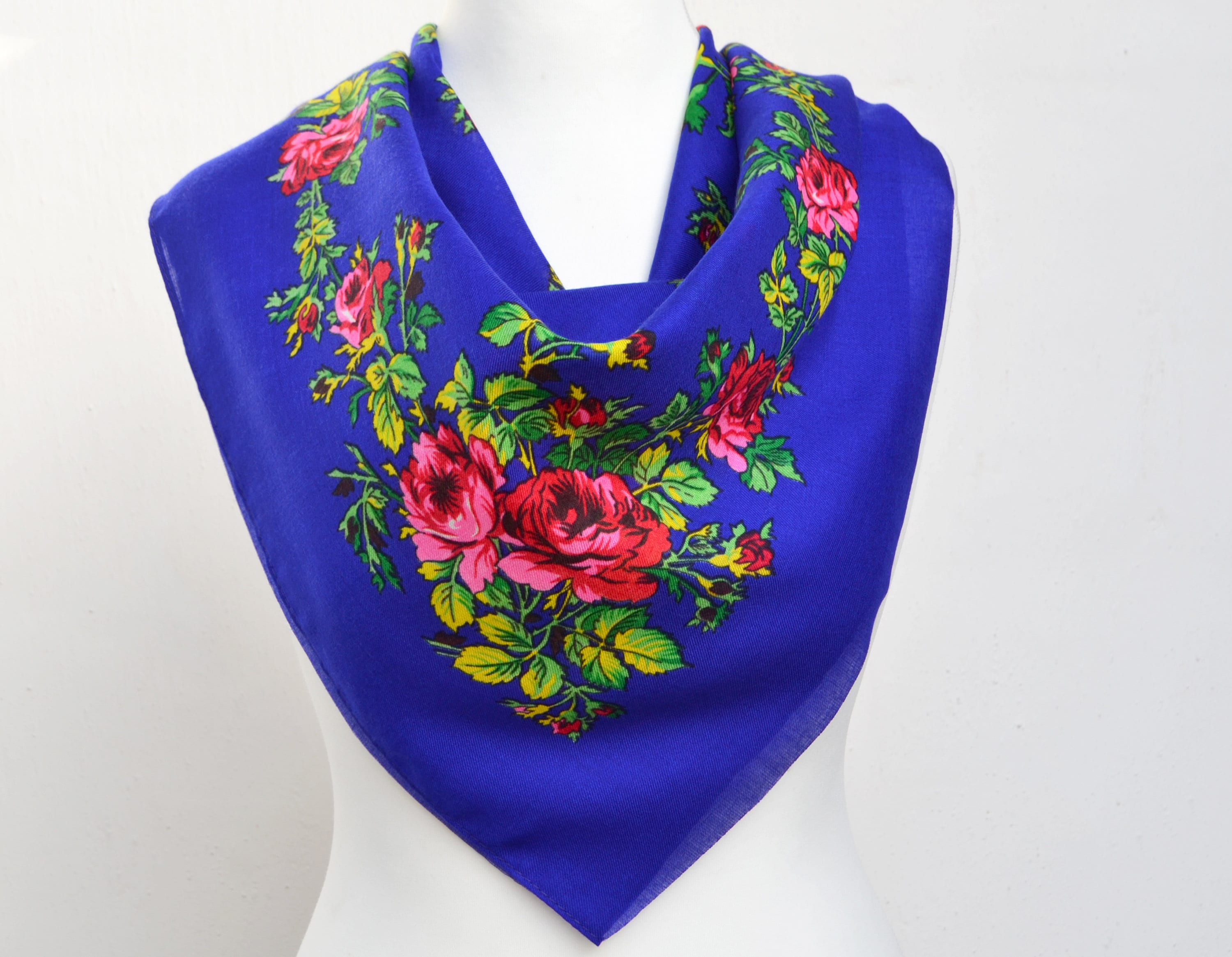 Ukrainian Head Scarf Floral Scarves Babushka Scarf - Etsy Canada