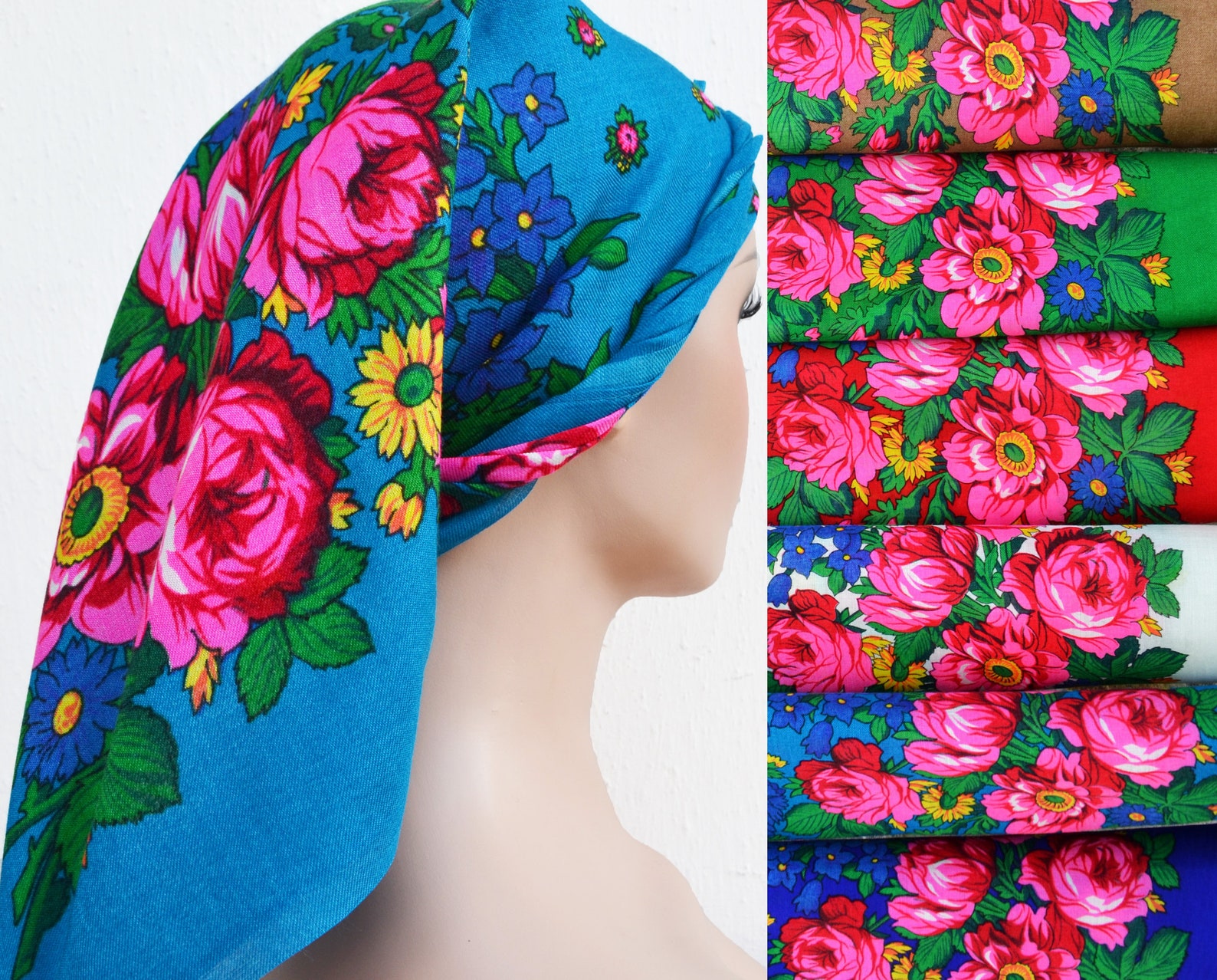Ukranian Scarf Babushka Floral Scarves Head Scarf 2929 - Etsy