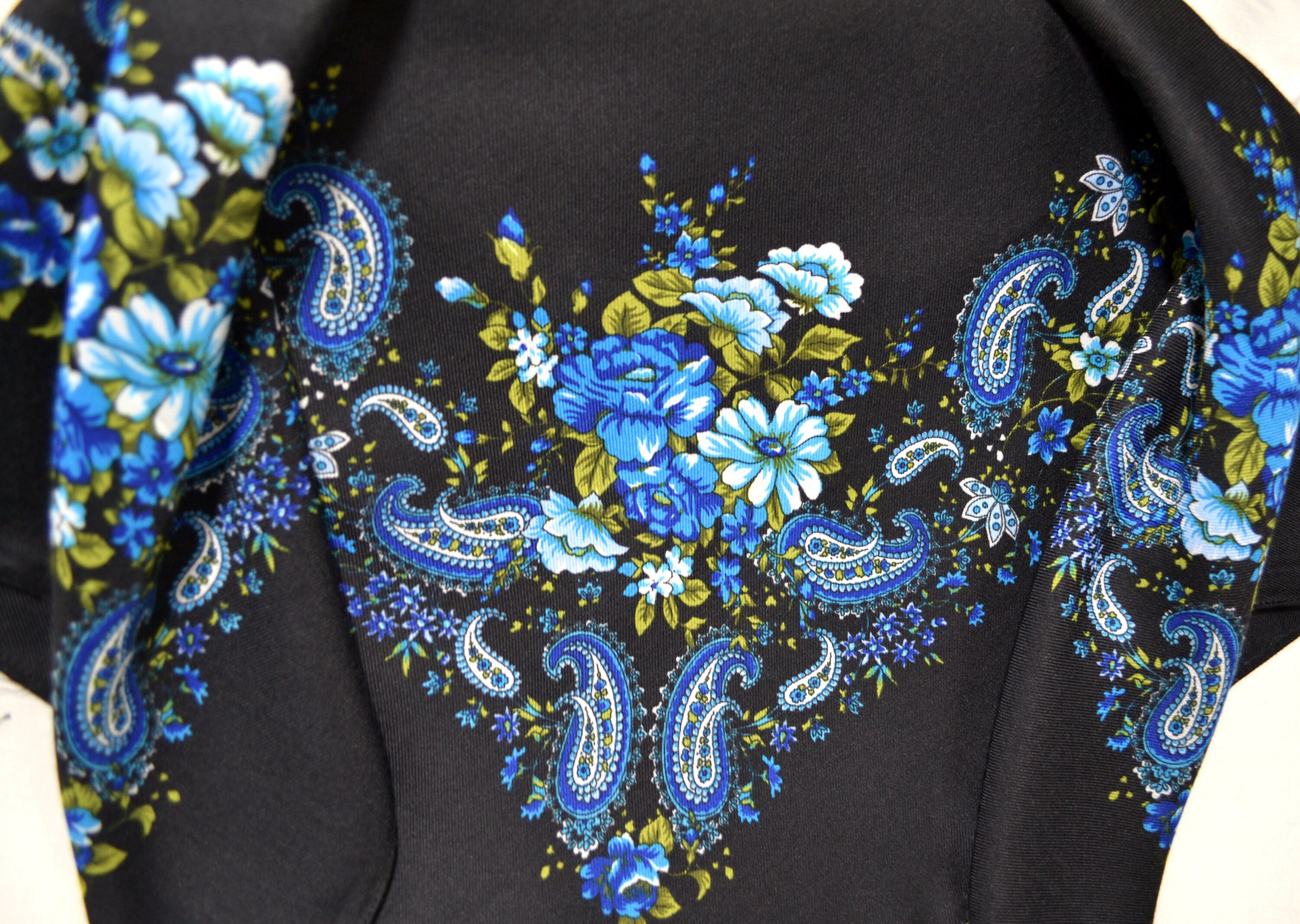 Black Head Scarf Slavic Floral Scarf Babushka Scarf Платок - Etsy