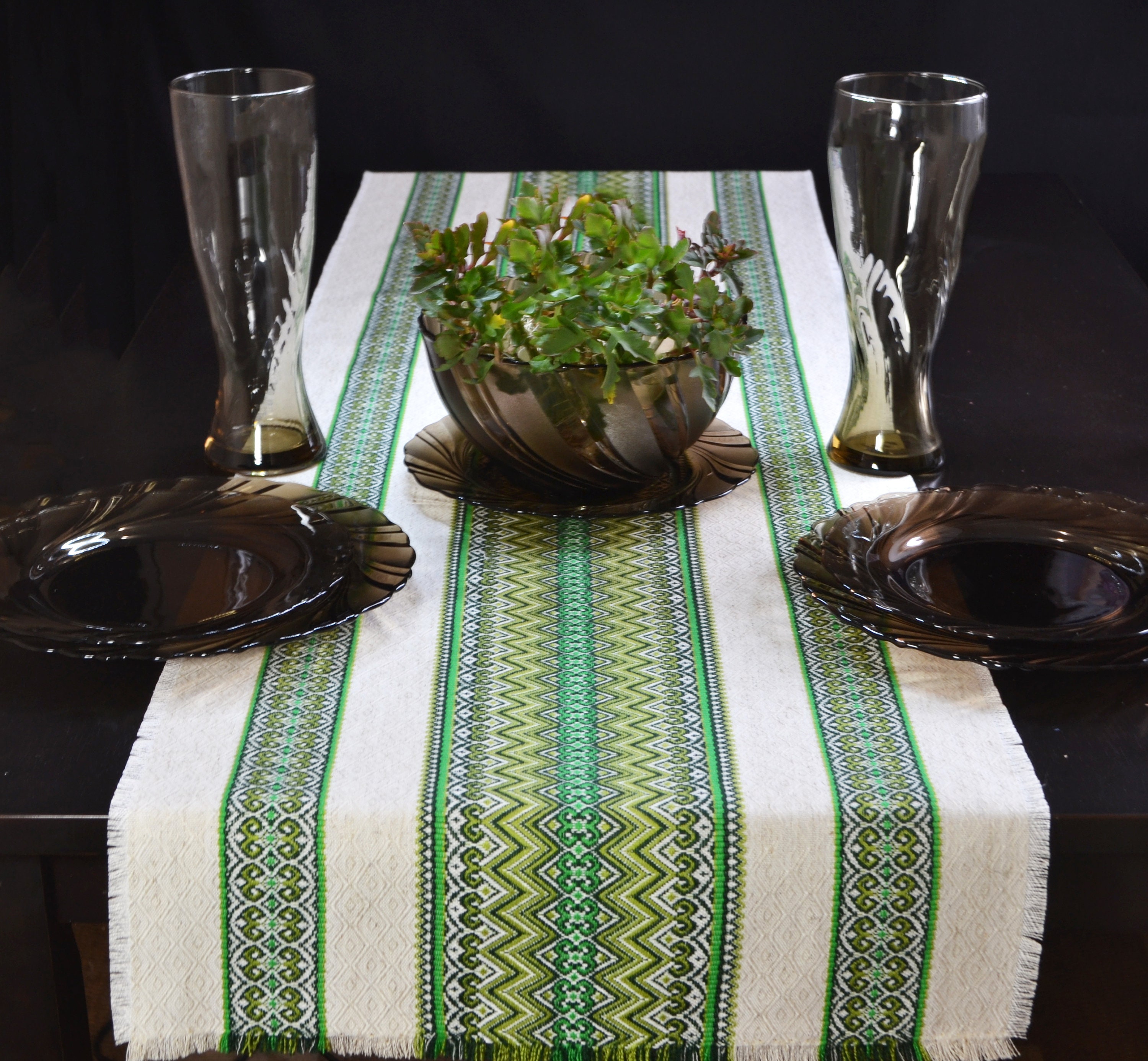 Ukrainian Embroidery Table Runner Frayed Edge Tribal Table Runner ...