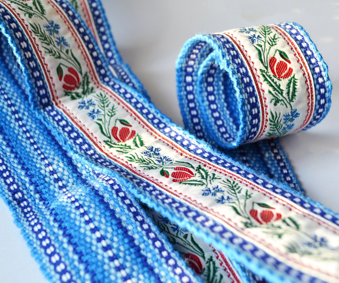 Blue Folk Belt Cossack Woven Belt Ukrainian Gifts Length 1,8 Meters ...