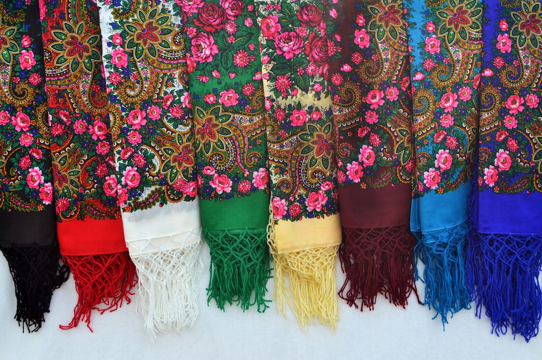 Babushka Floral Scarf Chale Slavic Folk Scarf - Etsy