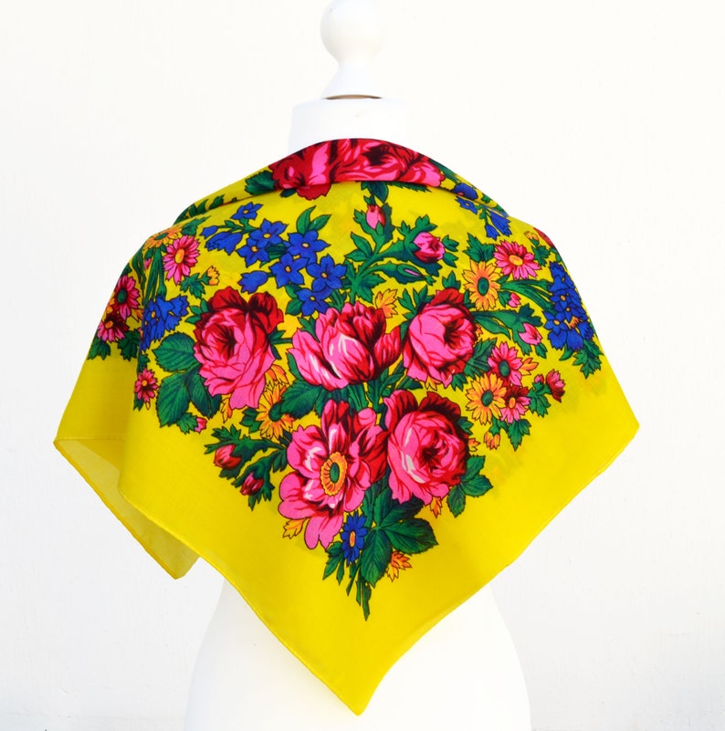 Yellow Floral Scarf Grandma Scarves Native American Kokum - Etsy