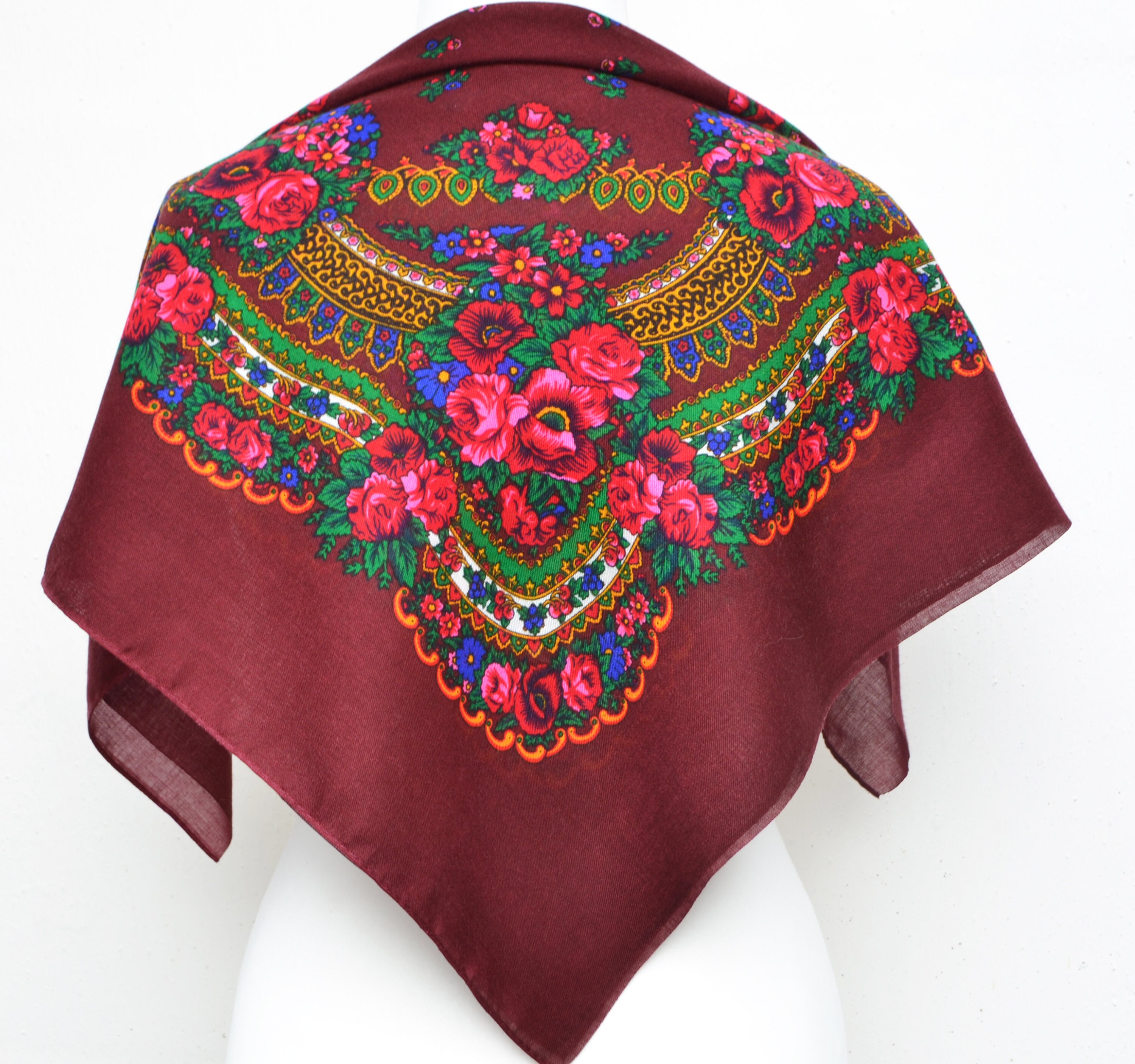 Ukrainian Scarf Floral Babushka Scarf Folk Scarf Ukrainian - Etsy