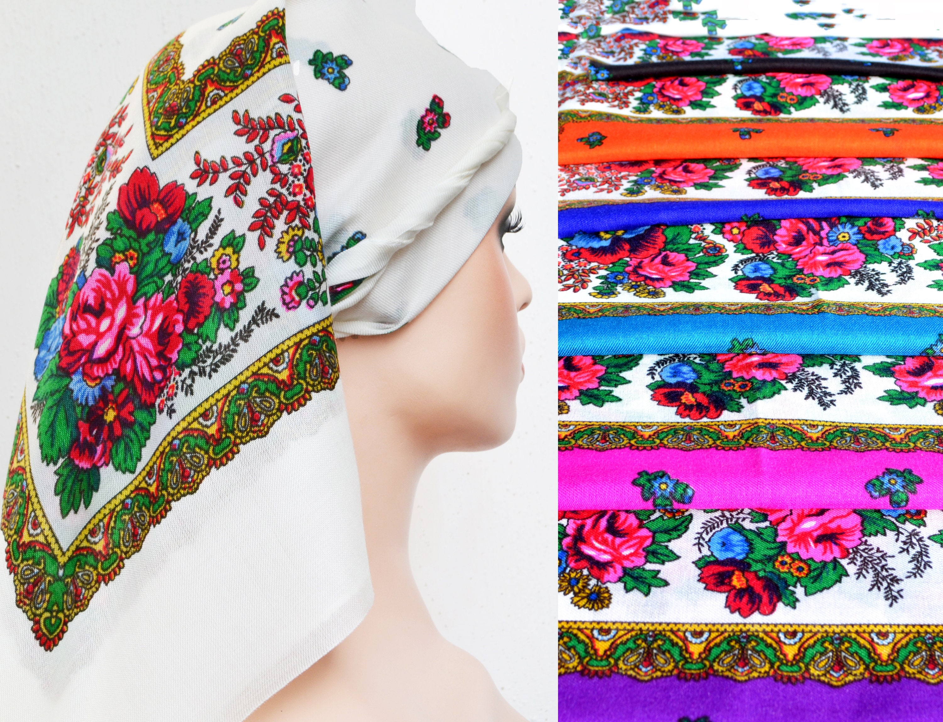 Ukrainian Traditional Scarf Babushka Slavic Headscarf - Etsy