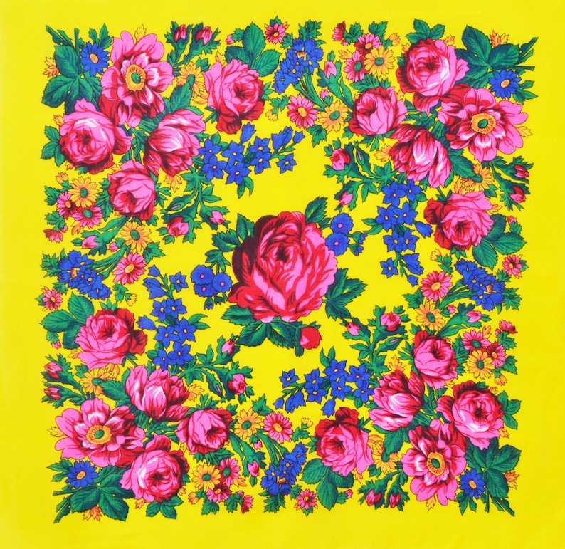 Yellow Floral Scarf Grandma Scarves Native American Kokum - Etsy