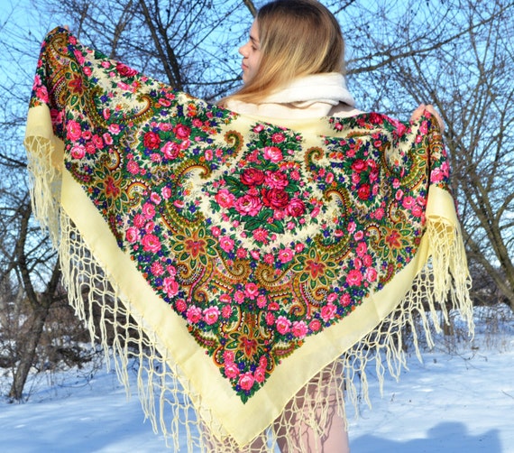Piano Scarf Fringe Chale Ukrainian Wedding Shawl - Etsy