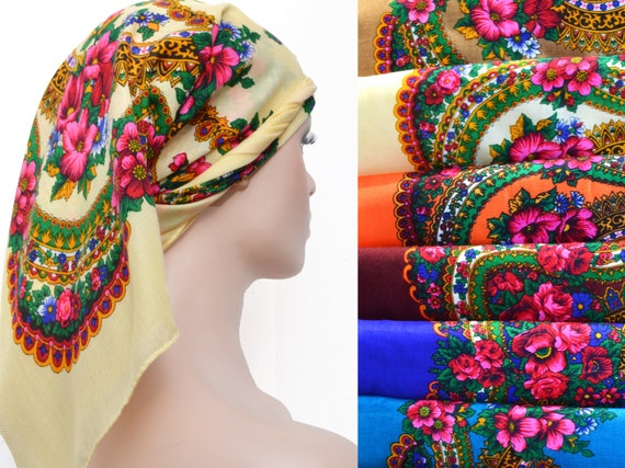 Ukranian Shawl Slavic Head Scarf Babushka Floral Scarf - Etsy