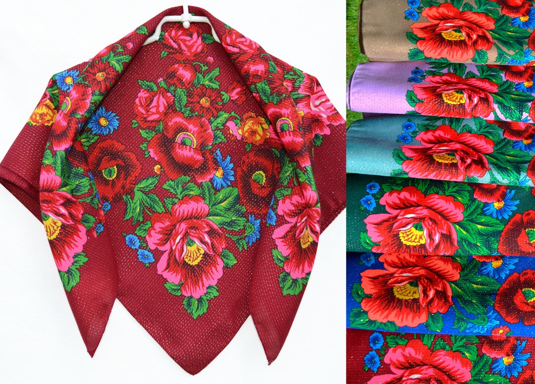 Ukranian Scarves Slavic Headscarf Babushka Scarf Golden Thread - Etsy