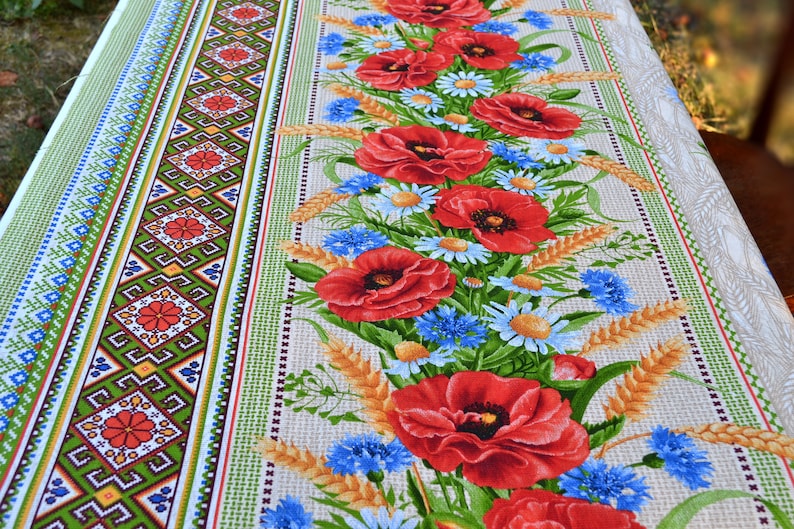 Poppies Linen Tablecloth Ukrainian Folk Tablecloth - Etsy