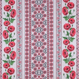 Ukrainian Poppies Linen Tablecloth, Embroidered Print - Etsy